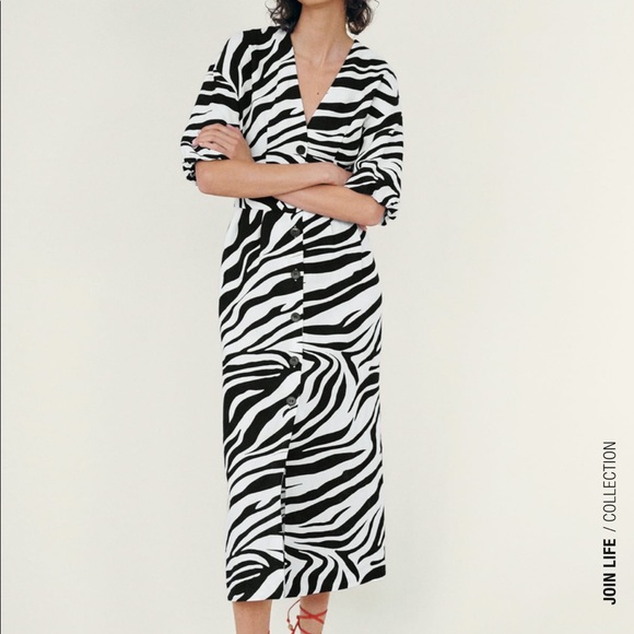 Zara | Dresses | Zara Zebra Animal Print Dress | Poshmark